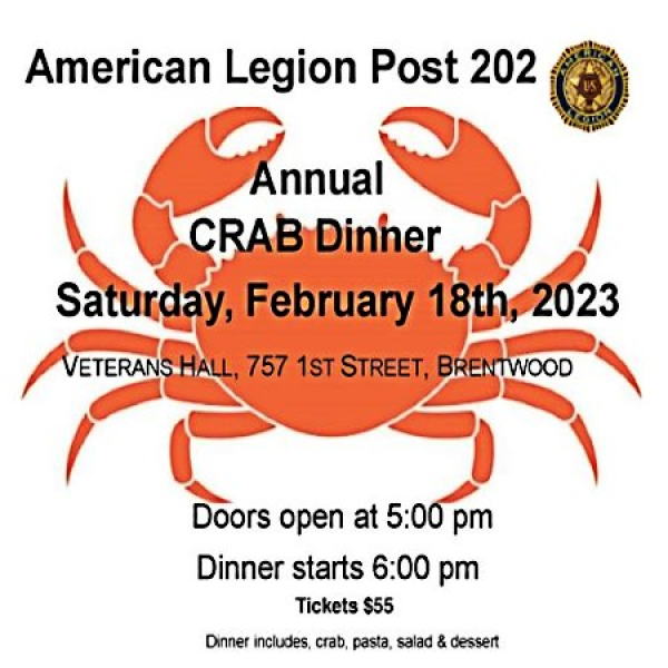 Crab Dinner | Event Calendar | Contra Costa Live