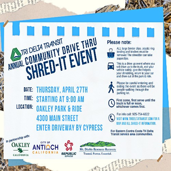 Free! Community Shred-It Event | Event Calendar | Contra Costa Live